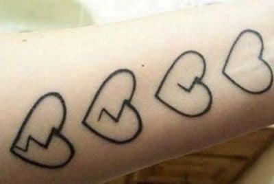Melancolicos diseños de tatuajes de corazones rotos